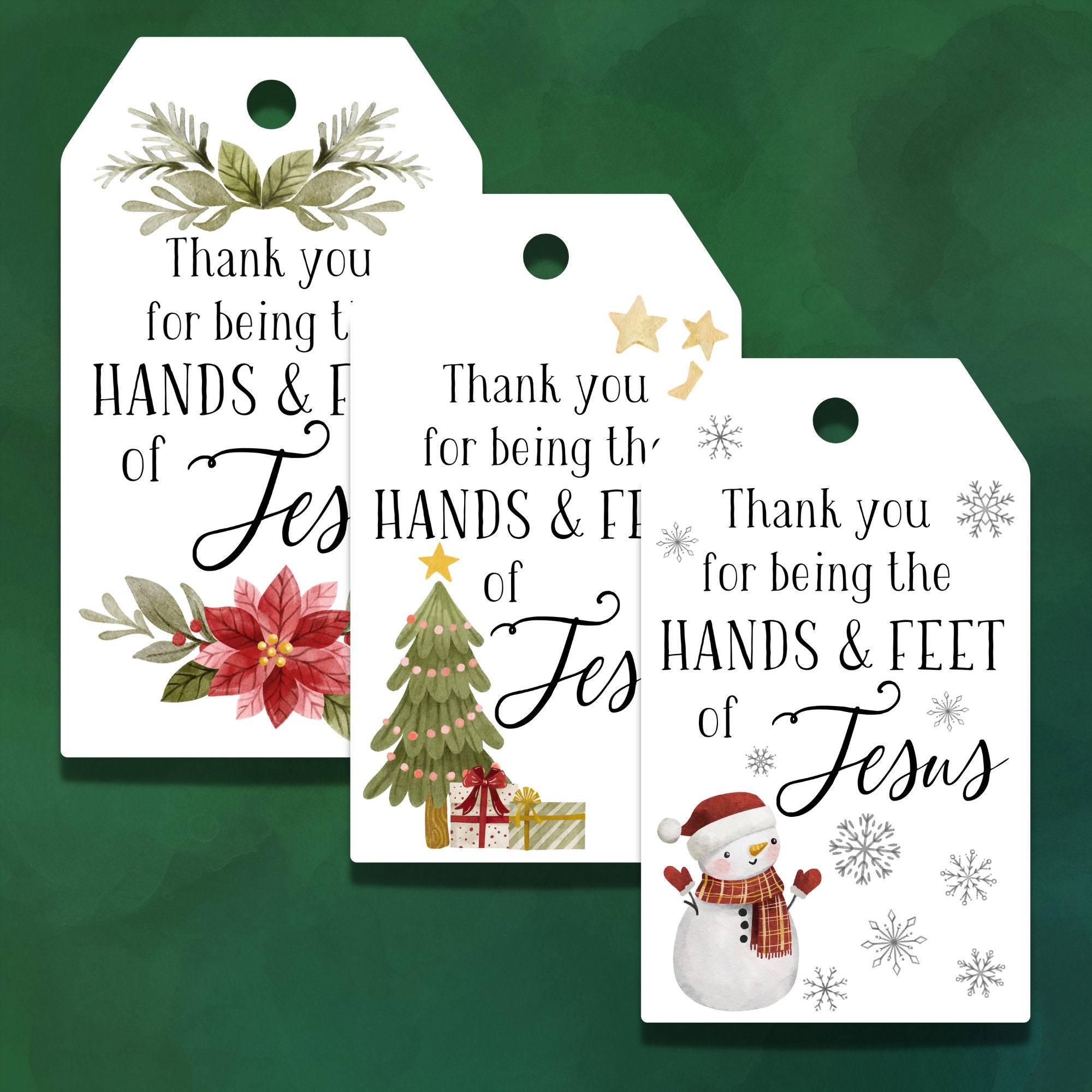Christmas Gift Tag - Thank You for Being the Hands & Feet of Jesus ...