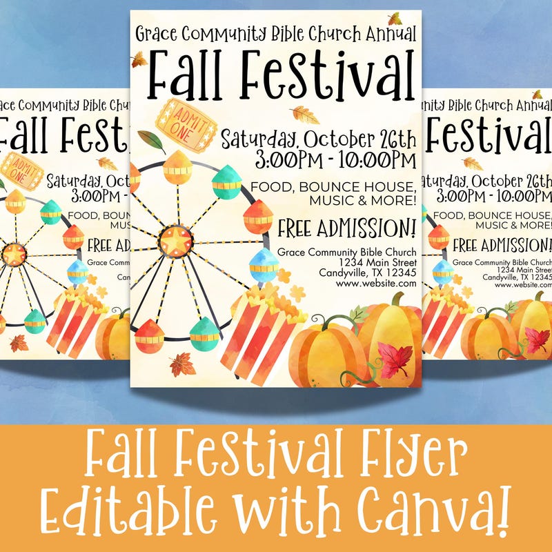 Church Fall Festival Flyers Templates - Etsy