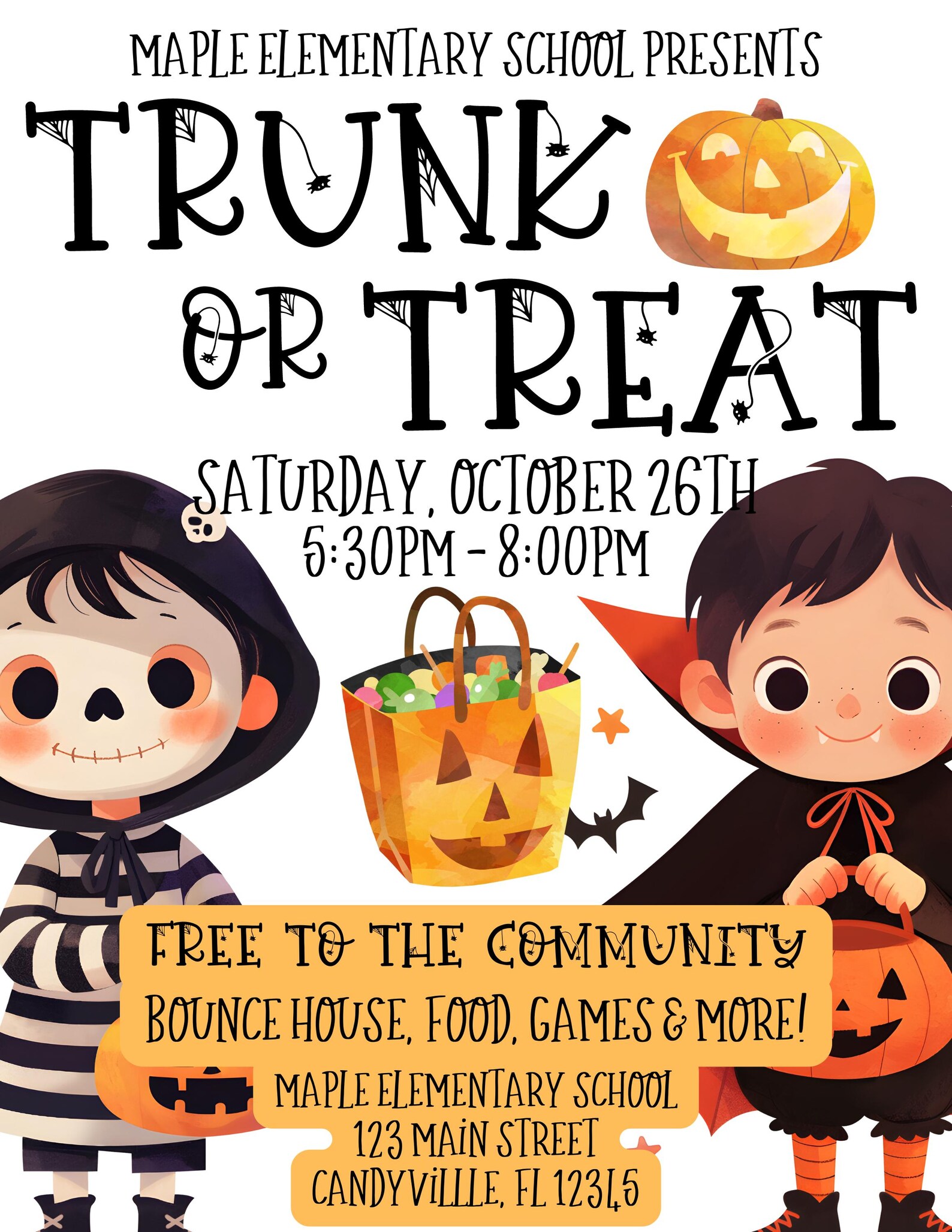 Trunk or Treat Flyer, Trunk or Treat Invitation, Halloween Block Party ...