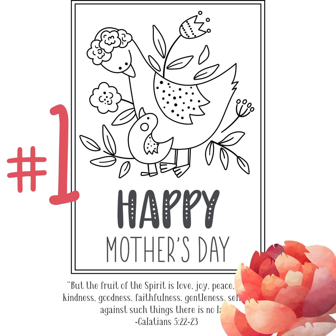 Mother's Day Coloring Pages With Bible Verses - Etsy