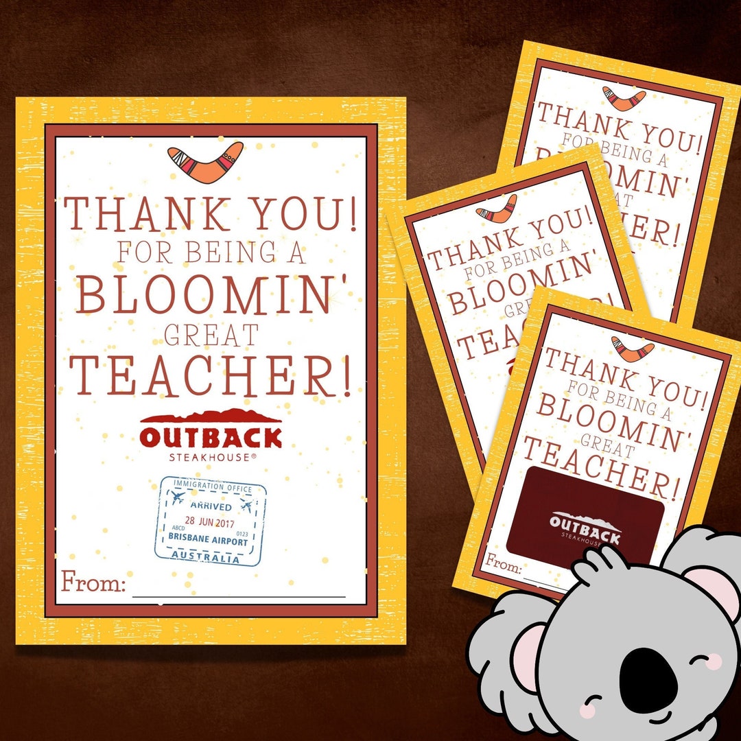 Outback Steakhouse Gift Card Holder Teacher Gift Ideas Volunteer ...