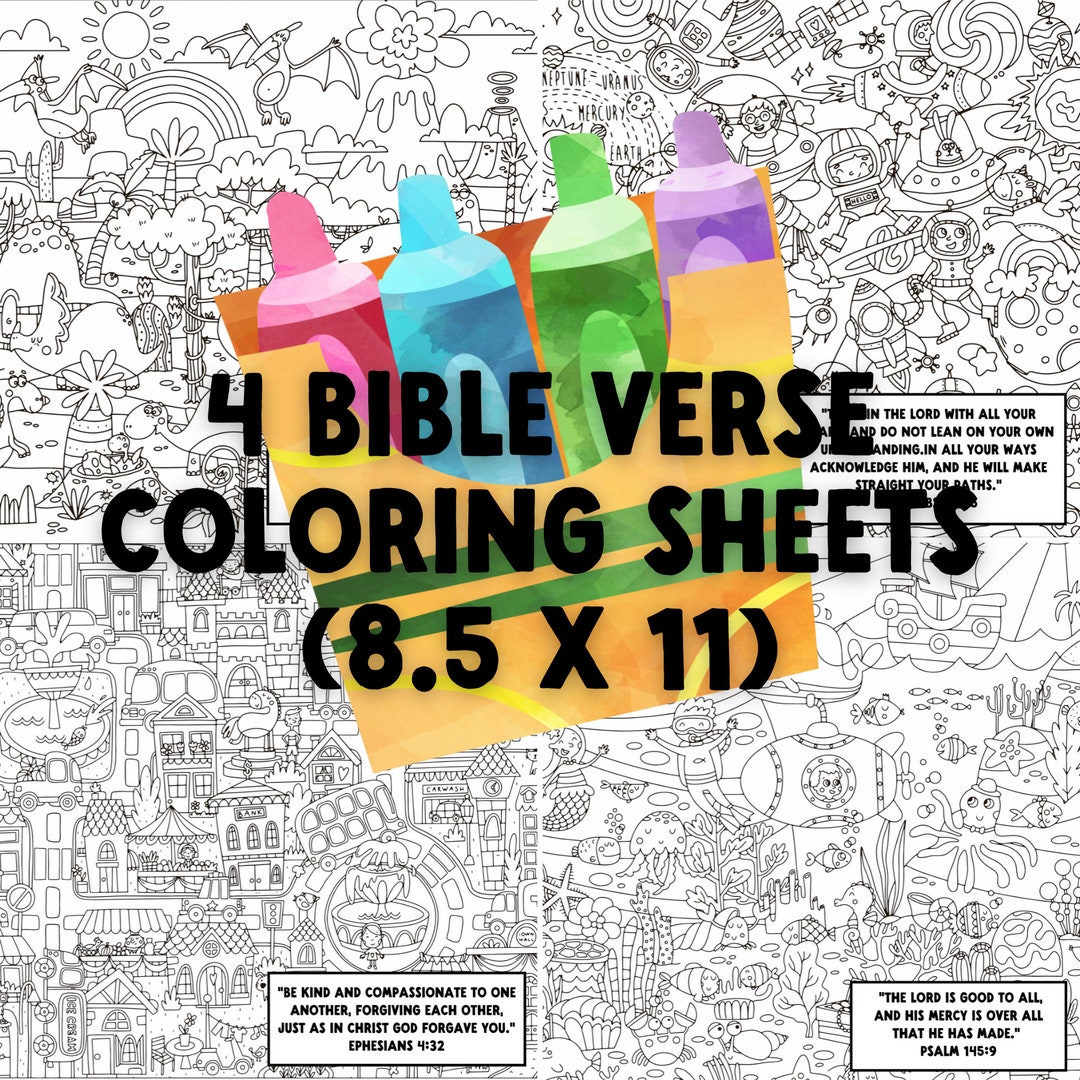 Coloring Sheets With Bible Verses, FUN Space, Dinosaurs, Mermaids, City ...