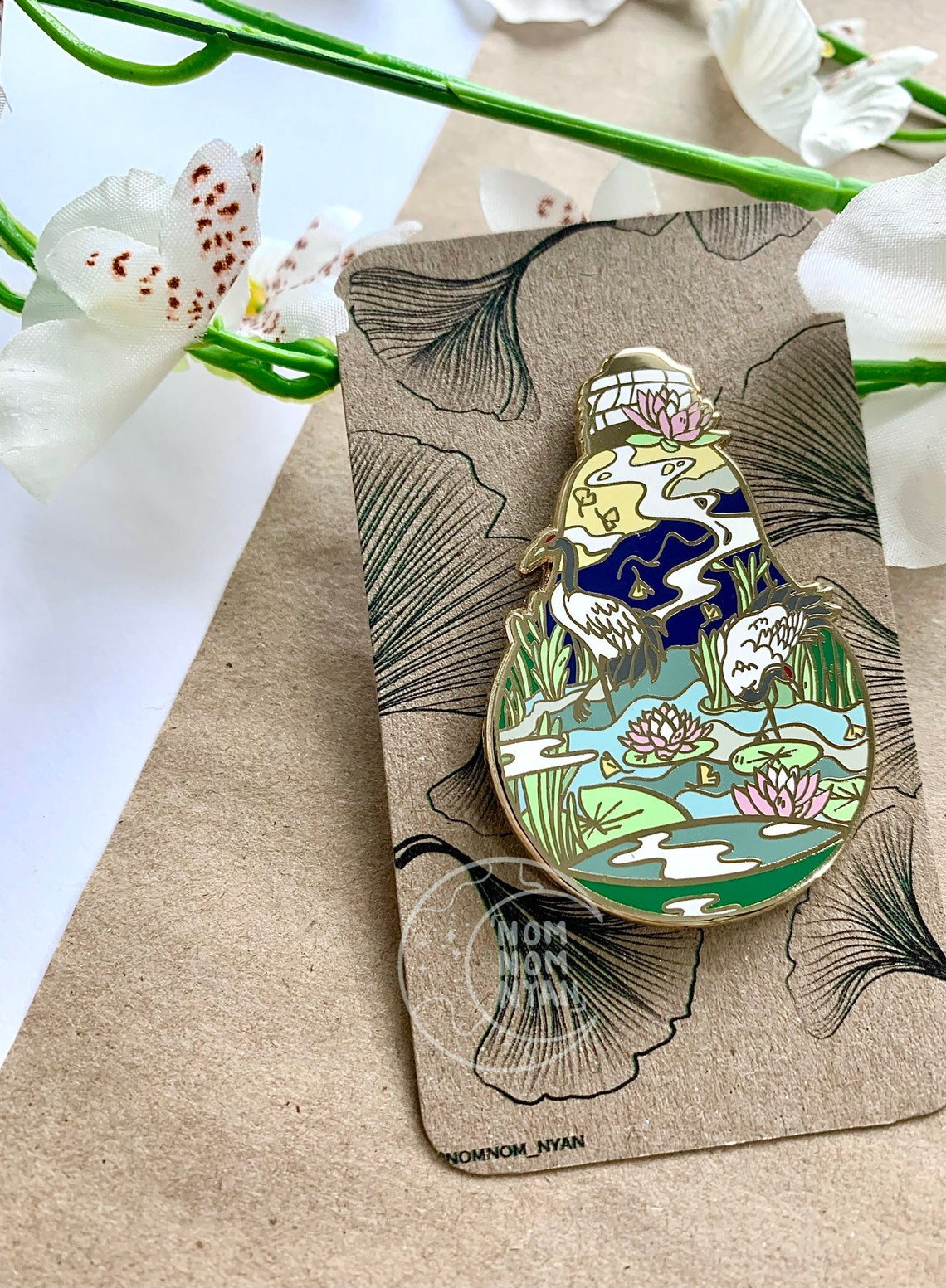 Lotus Crane Hard Enamel Pin Nature Lightbulb Series - Etsy