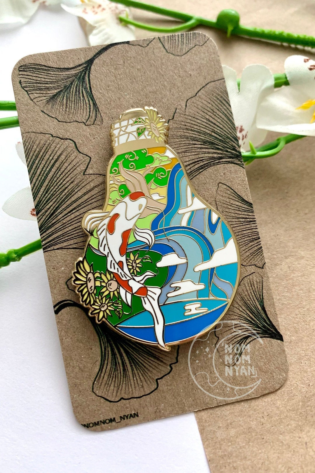 Summer Koi Sunflower Hard Enamel Pin | Nature Lightbulb Series - Etsy