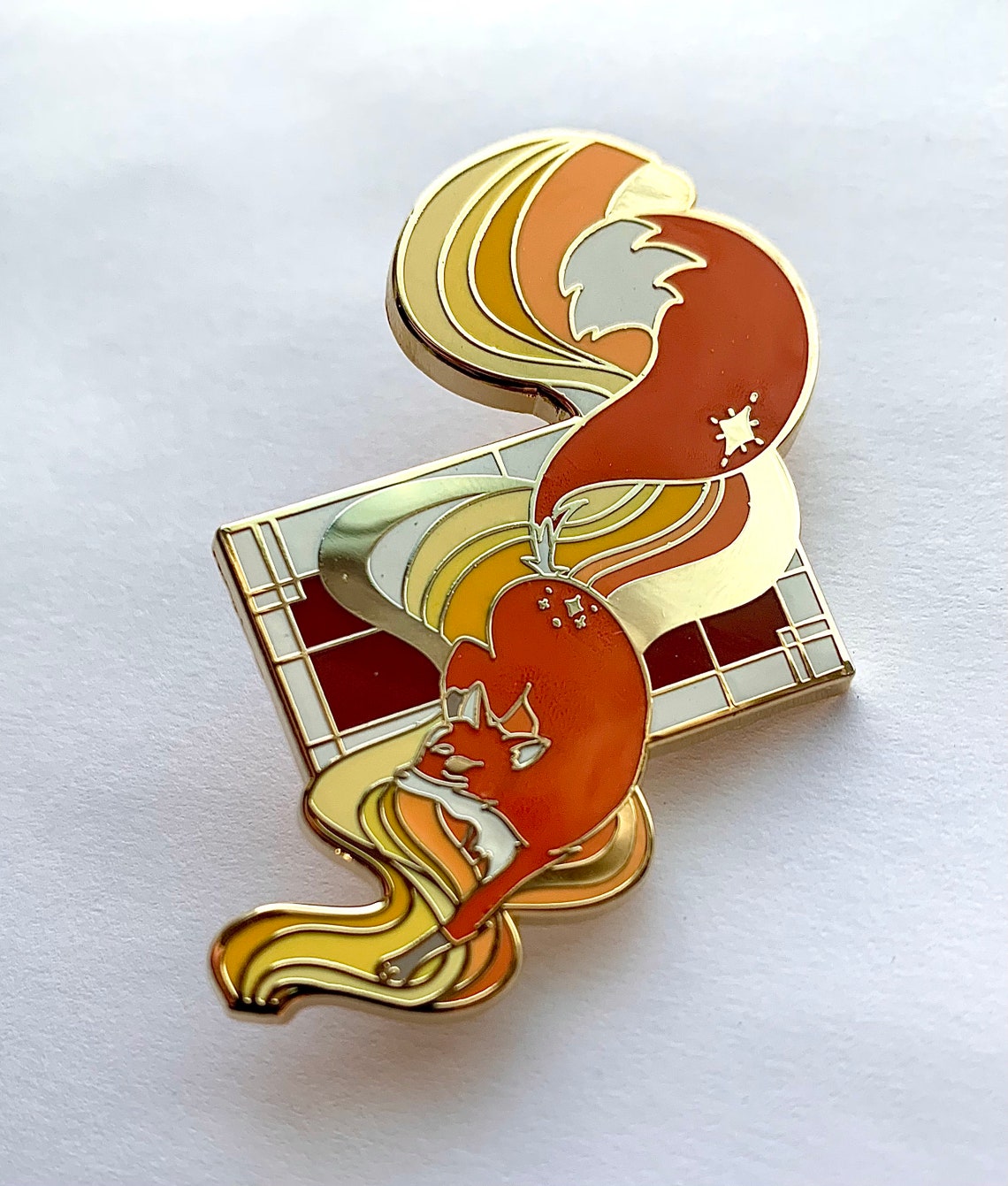 Japanese Fox Hard Enamel Pins Red Fox Kitsune Silver-Blue | Etsy