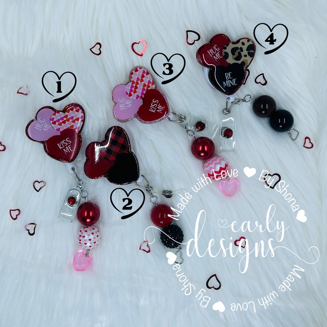 Valentines Triple Heart Badge Reels-heart-for Teacher-nurse-medical ...