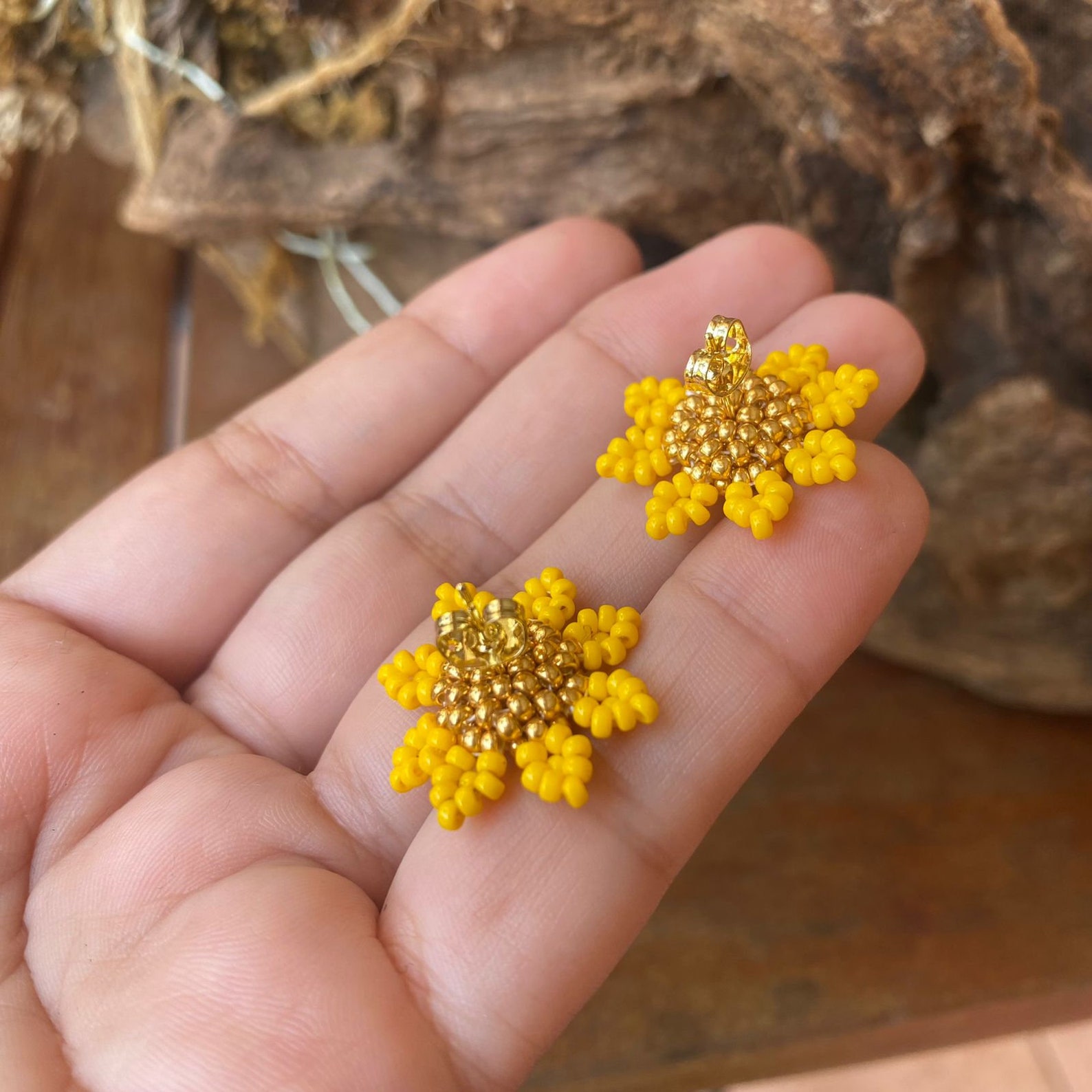 Sunflower Earrings Beaded, Sunflower Tutorial, Sunflower Earrings ...