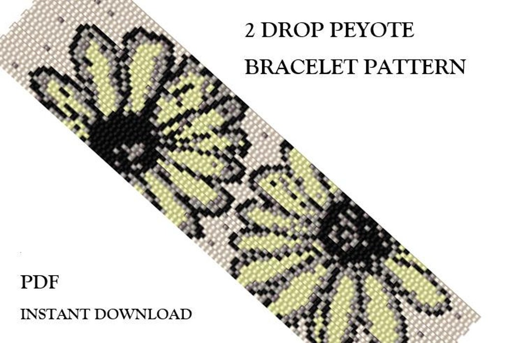 Daisy Peyote Bracelet Pattern, Flower Peyote Stitch, Even Count Peyote ...