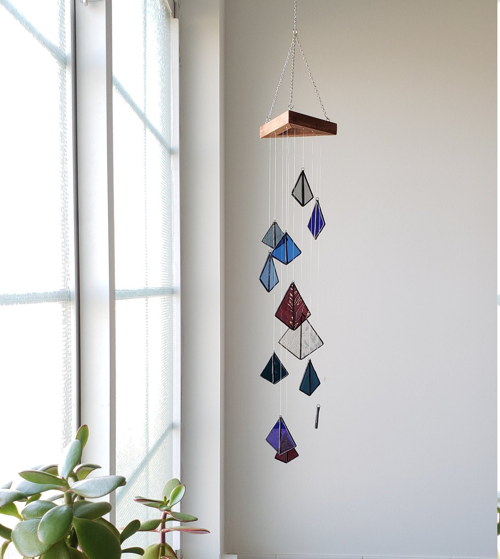 STORMCLOUD Blue and Purple Stained Glass Mobile, Hanging Art, Glass ...