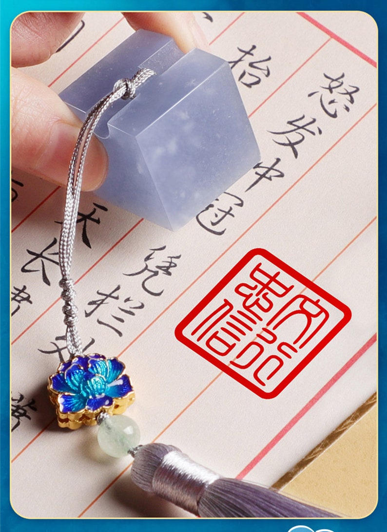 Custom Sky Blue Stamp Chinese Traditional Stone Seal Chinese Stone Seal ...