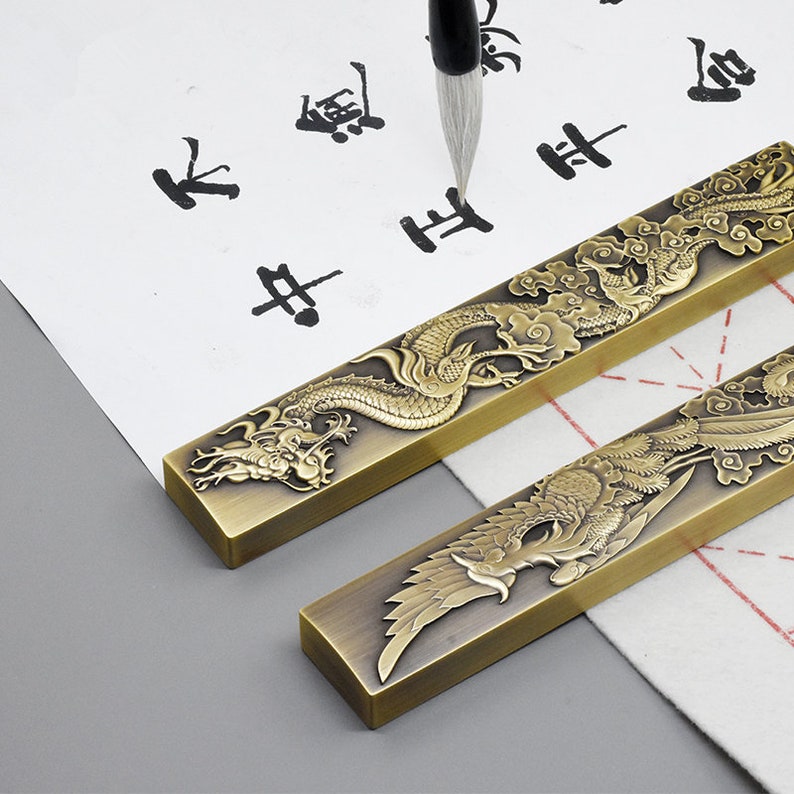 Collectible Solid BRASS PAPERWEIGHT Chinese Calligraphy Paperweight ...