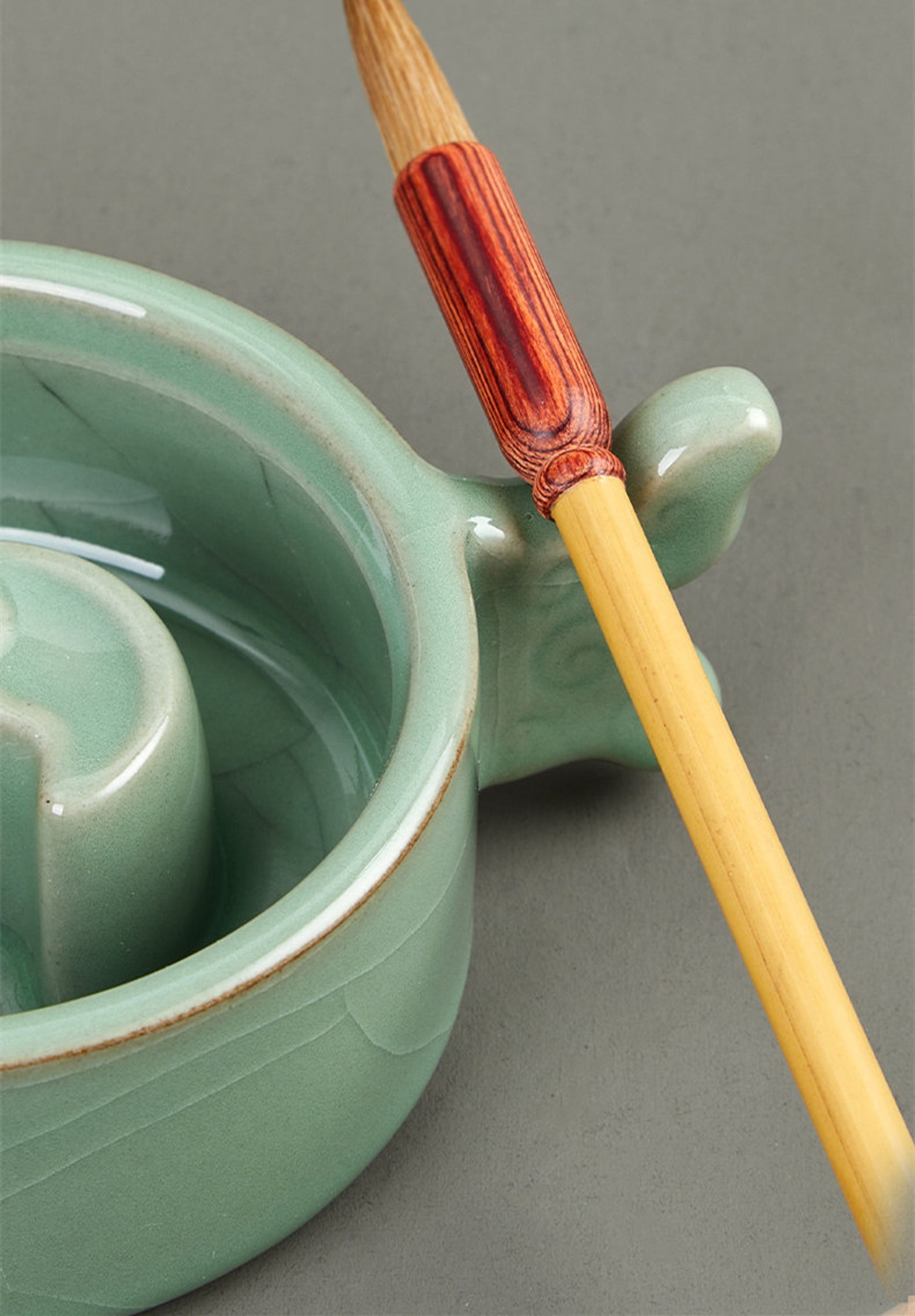 Ceramic Paint Brush Washer Tiny Water Dropper Green Round | Etsy