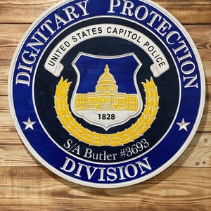 Carved Wood Police Badge: Custom Law Enforcement Seal (19 Inch) - Etsy