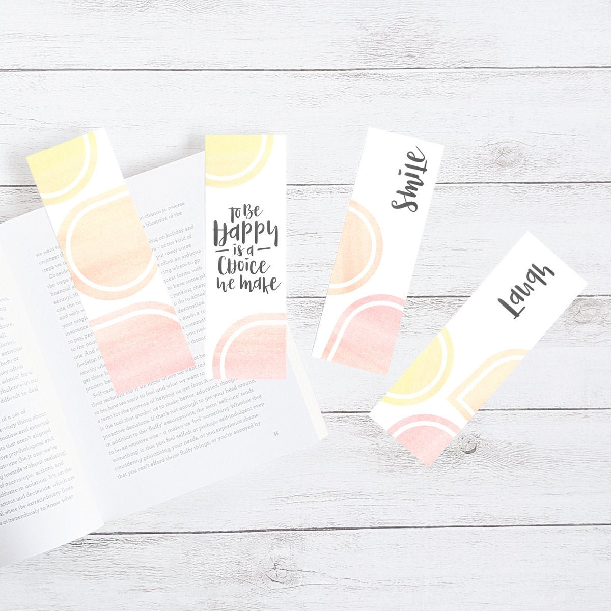 Printable Bookmarks, Set of 4, Smile, Laugh, to Be Happy is A Choice We ...
