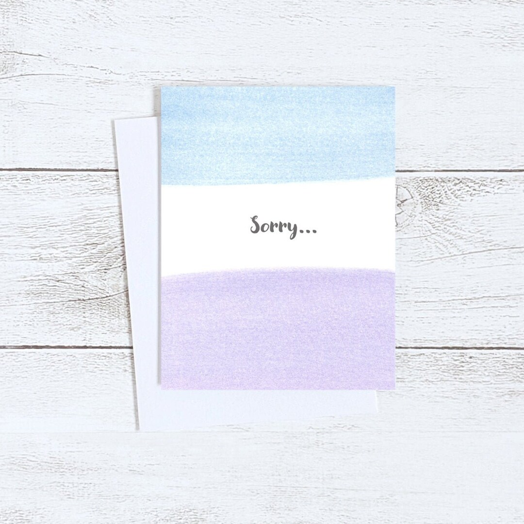 Sorry Printable Card, Blue, Purple, Watercolour Brush Strokes, Digital ...