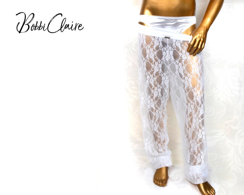 Super Soft White Stretch Lace Yoga Lounging Pants With Satin - Etsy Canada