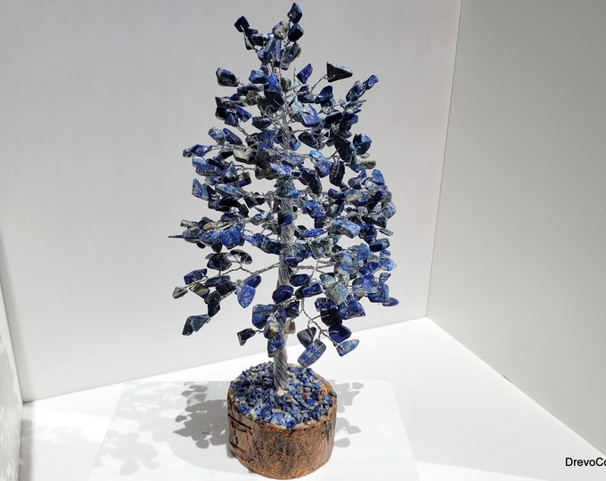 Lapis Lazuli Blue Gemstone Tree on Wood Base W/ Silver or Gold Wire - Etsy