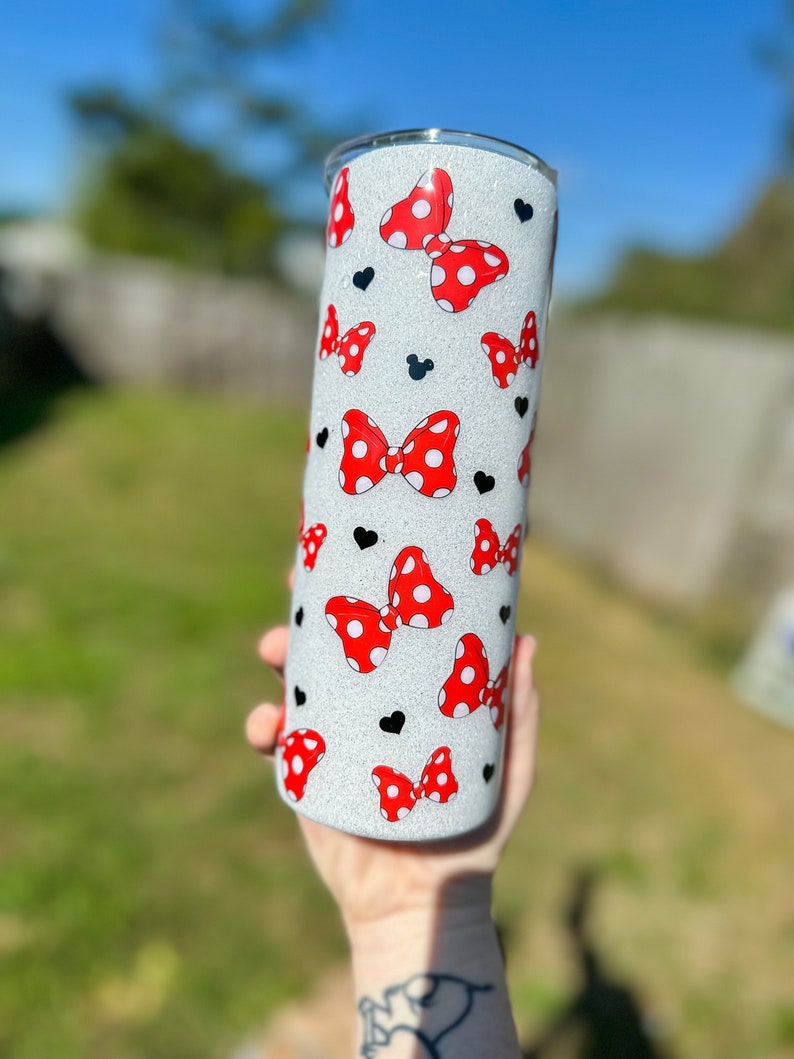 Minnie Mouse Bows Hidden Mickeys Glitter Reusable Cold Cup - Etsy