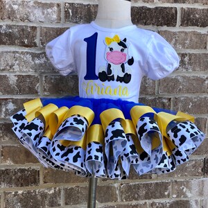 Cow Tutu Set, Barnyard Outfit, Ribbon Trim Tutu Set, Farm Tutu Set ...
