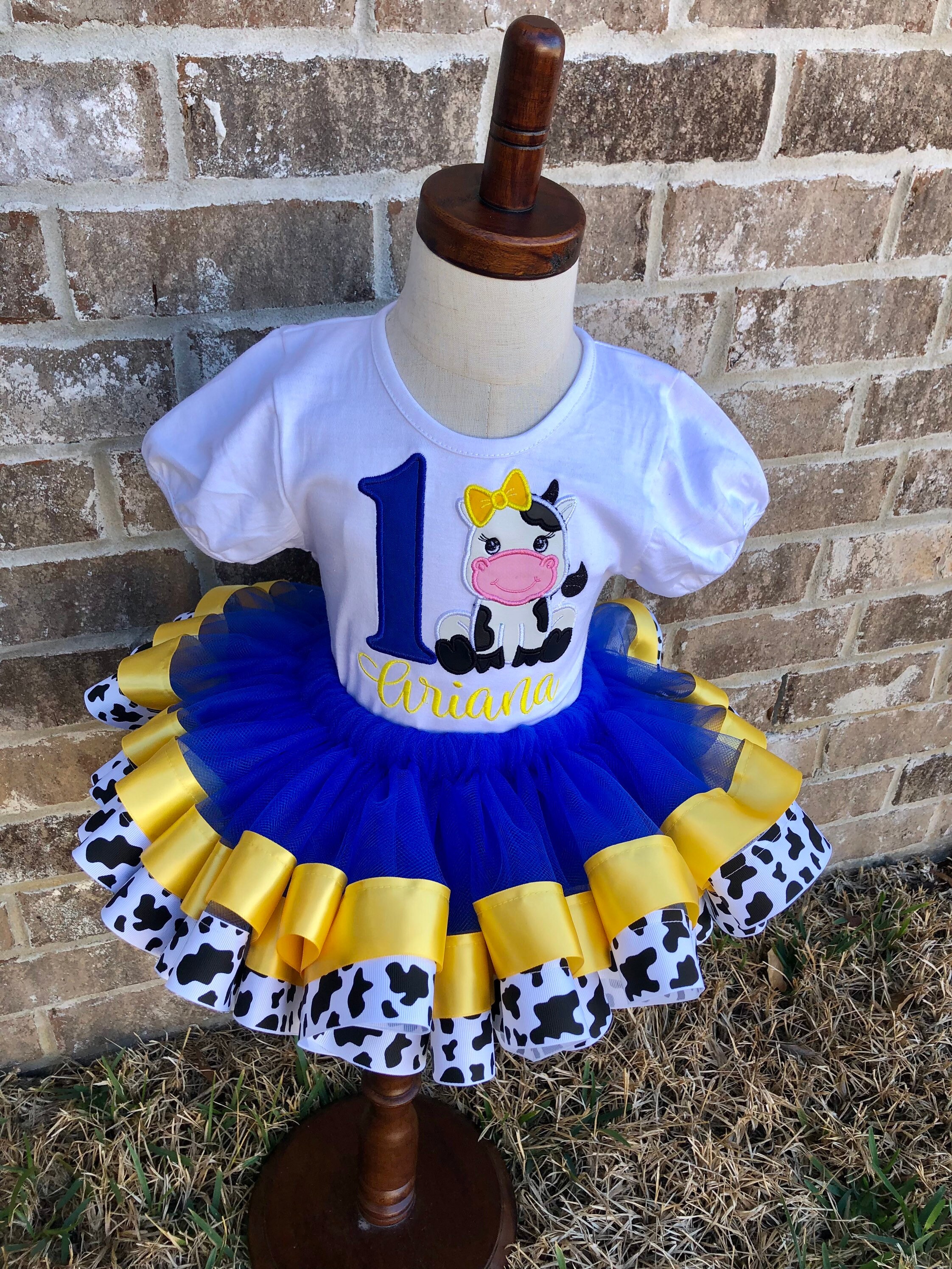 Cow Tutu Set, Barnyard Outfit, Ribbon Trim Tutu Set, Farm Tutu Set ...