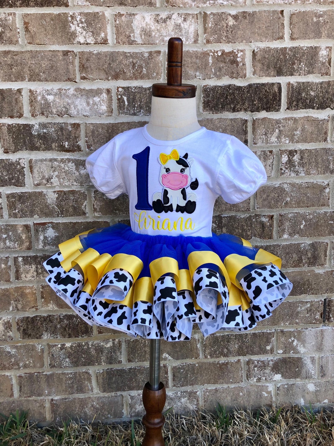 Cow Tutu Set, Barnyard Outfit, Ribbon Trim Tutu Set, Farm Tutu Set ...