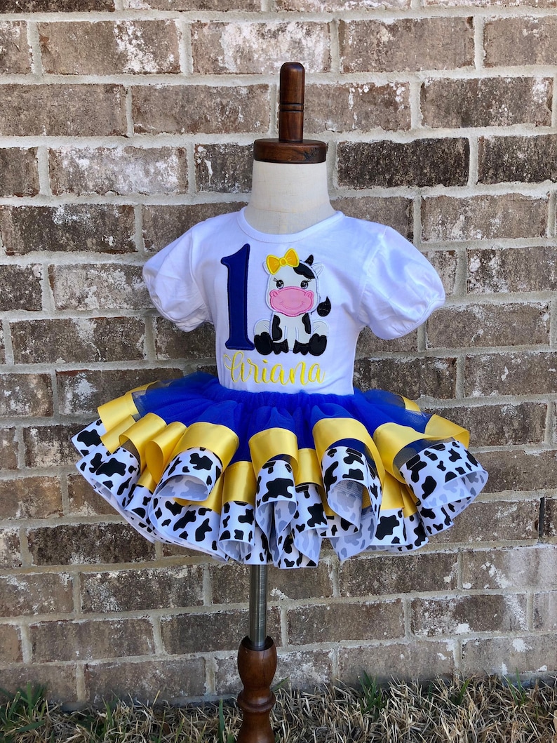 Cow Tutu Set, Barnyard Outfit, Ribbon Trim Tutu Set, Farm Tutu Set ...