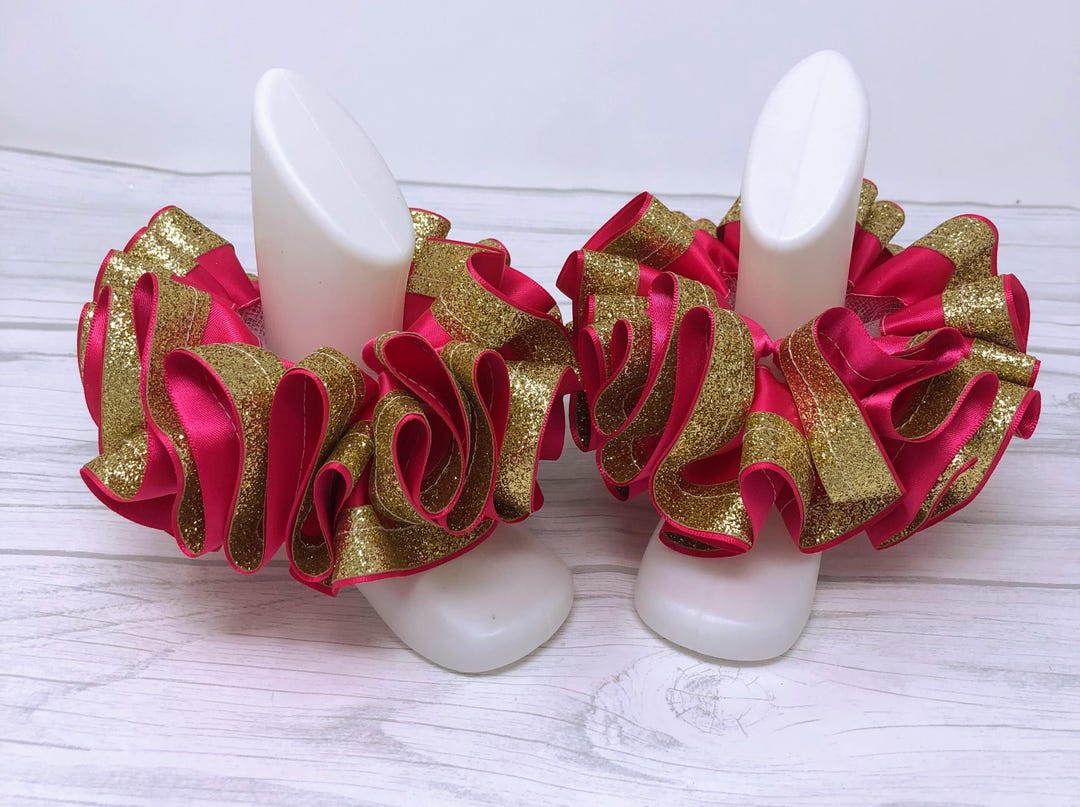 Shocking Pink & Glitter Gold Tutu Anklets, Easter Tutu Socks, Ribbon ...