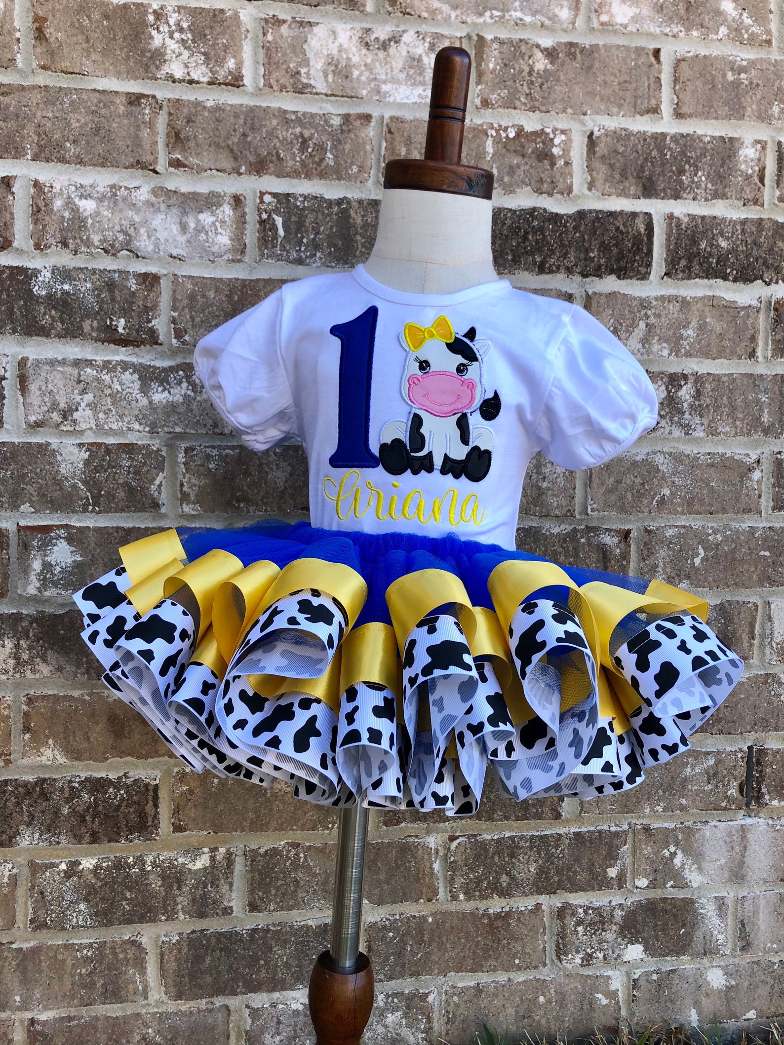 Cow Tutu Set, Barnyard Outfit, Ribbon Trim Tutu Set, Farm Tutu Set ...