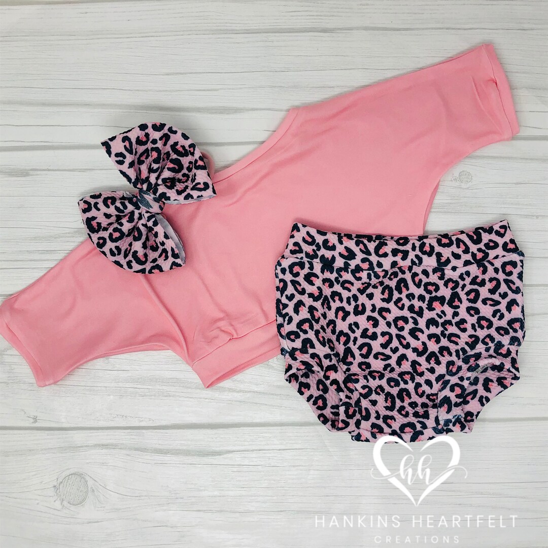 Leopard Print Bummie Set, Leopard Bloomers, Leopard Bell Bottoms, Girls ...