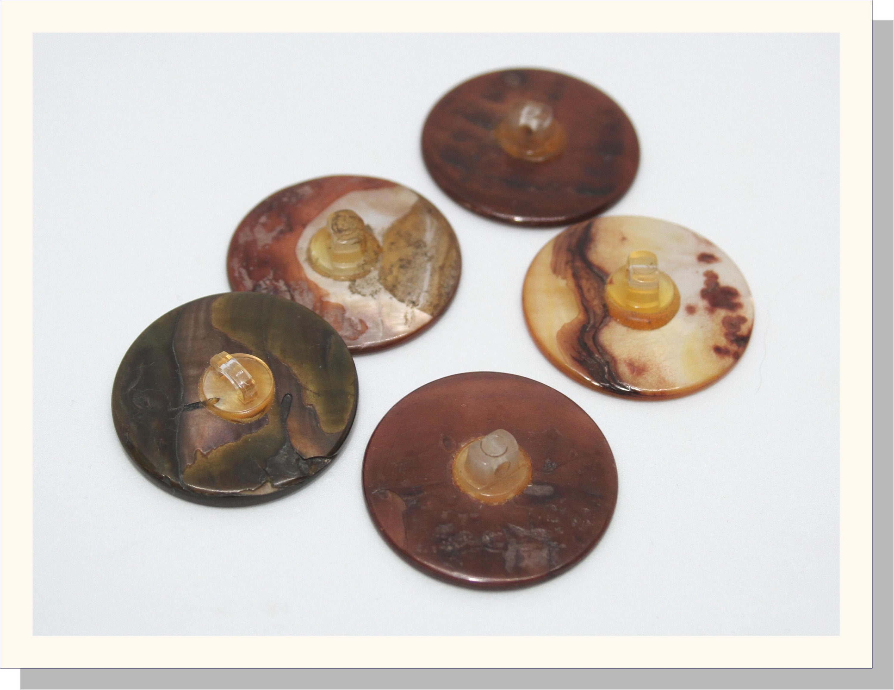 Vintage Large Coat or Jacket Bronze Tone Abalone Shank Buttons Set of ...