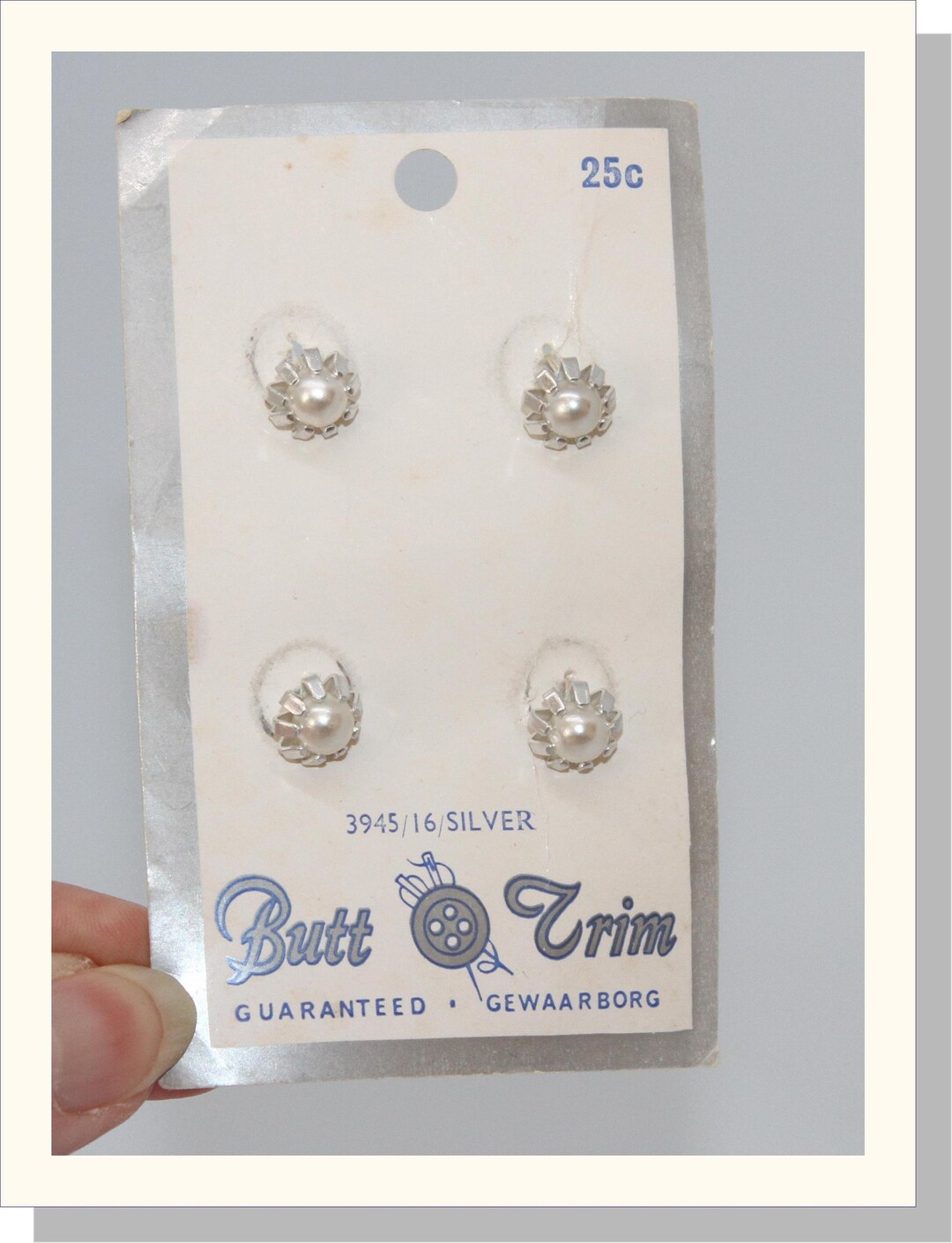 Vintage Retro Butt Trim White Pearl & Silver Shank Buttons Set - Etsy