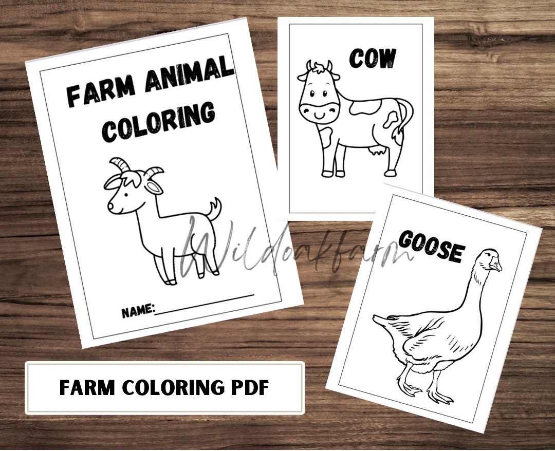 Farm Animals Coloring DIGITAL DOWNLOAD PDF, Toddler Worksheet ...