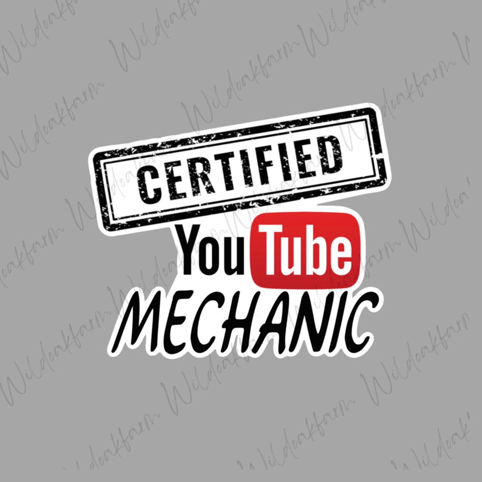 Certified Youtube Mechanic / Sticker / Funny Mechanic Decal / Car Part ...