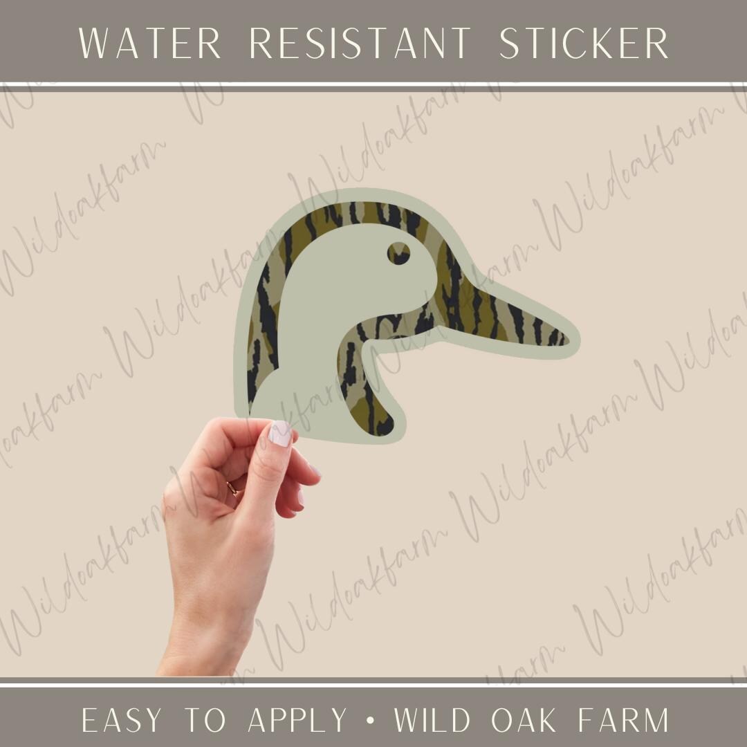 Mallard Head Bottomland Camo Duck Head DECAL, Sticker, Waterfowl ...