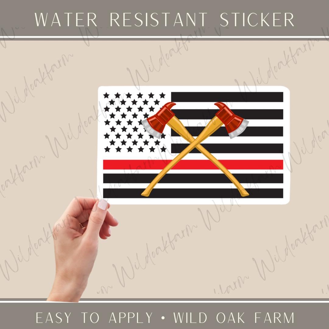 Firefighters Sticker, Red Line, Fire, Decal, American Flag, First ...