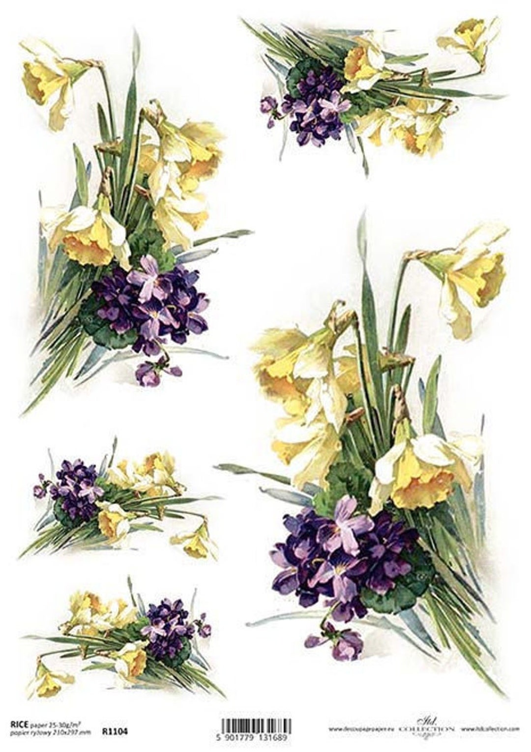Daffodils & Violets Flower Assortment Floral A4 Rice Paper for - Etsy