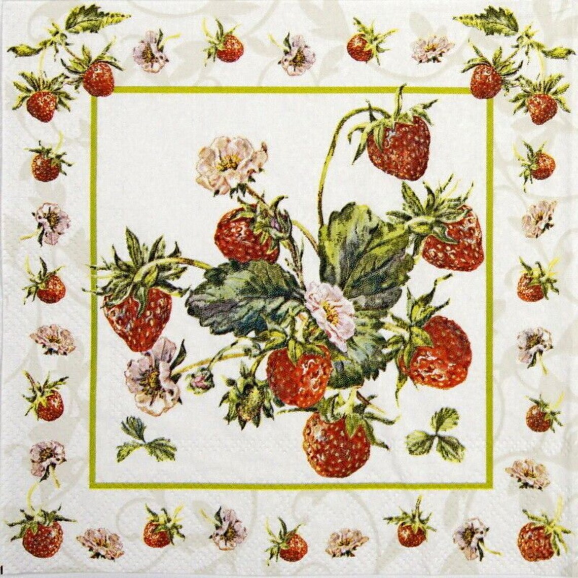 Fresh Strawberries Strawberry Plant Berry Paper Napkin - Etsy