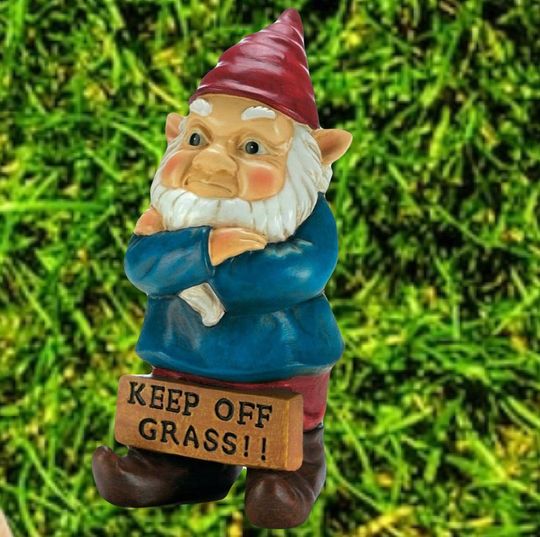 Funny Garden Grumpy Gnome Keep off the Grass - Etsy