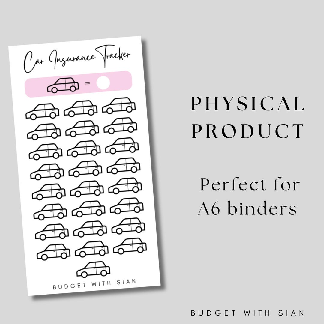 Laminated Car Insurance Savings Tracker | Savings Tracker | Savings ...