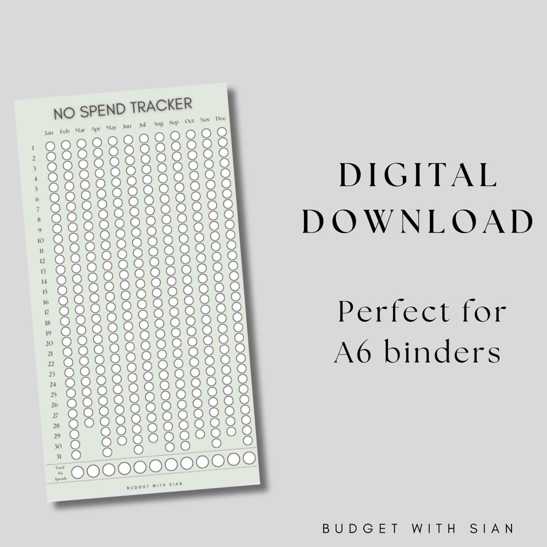 Green No Spend Tracker PRINTABLE | Savings Tracker | Savings Challenge ...