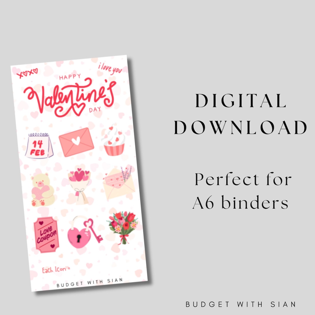 Valentines Day Savings Tracker Printable: A6 Cash Envelope Insert ...