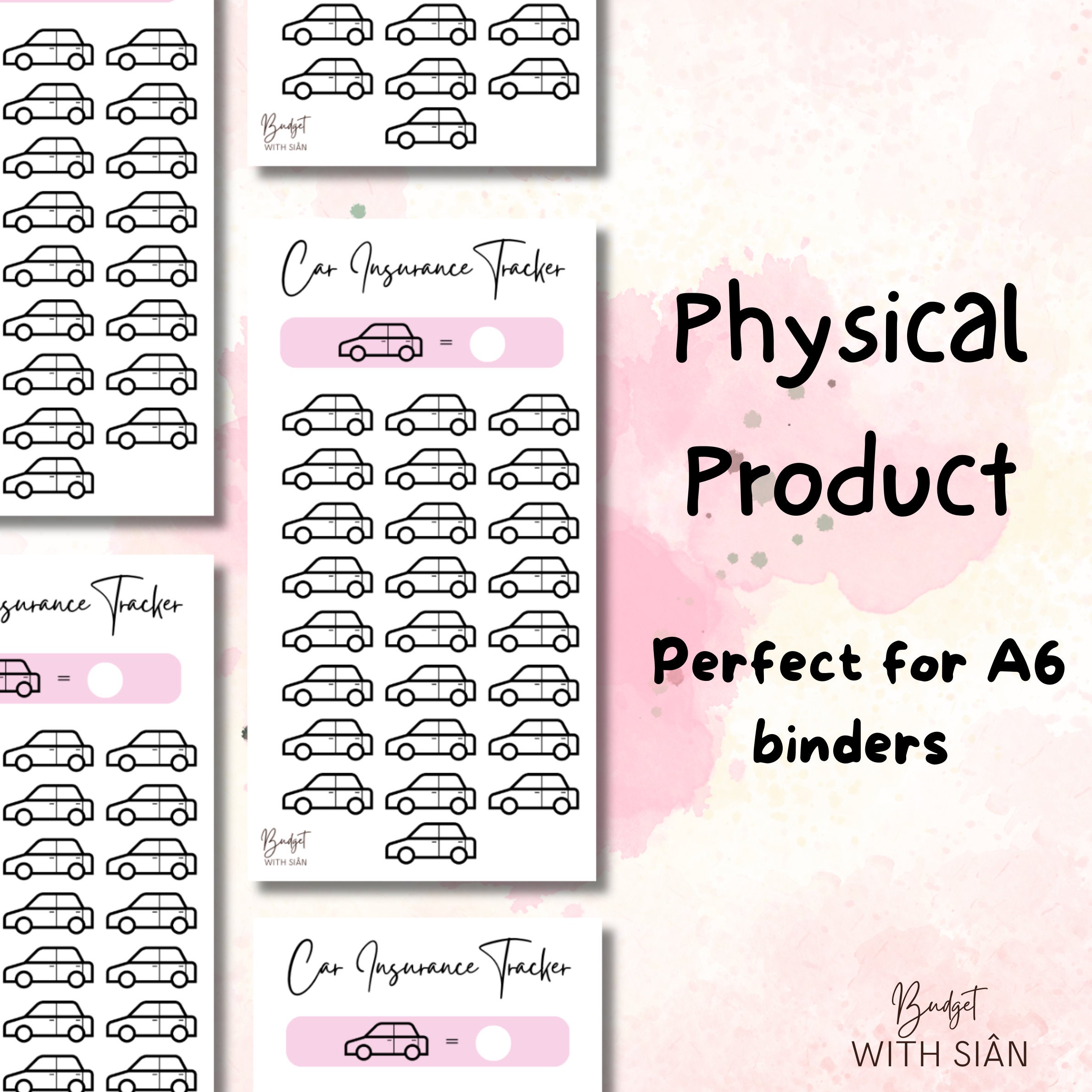 Laminated Car Insurance Savings Tracker, Savings Tracker, Savings ...