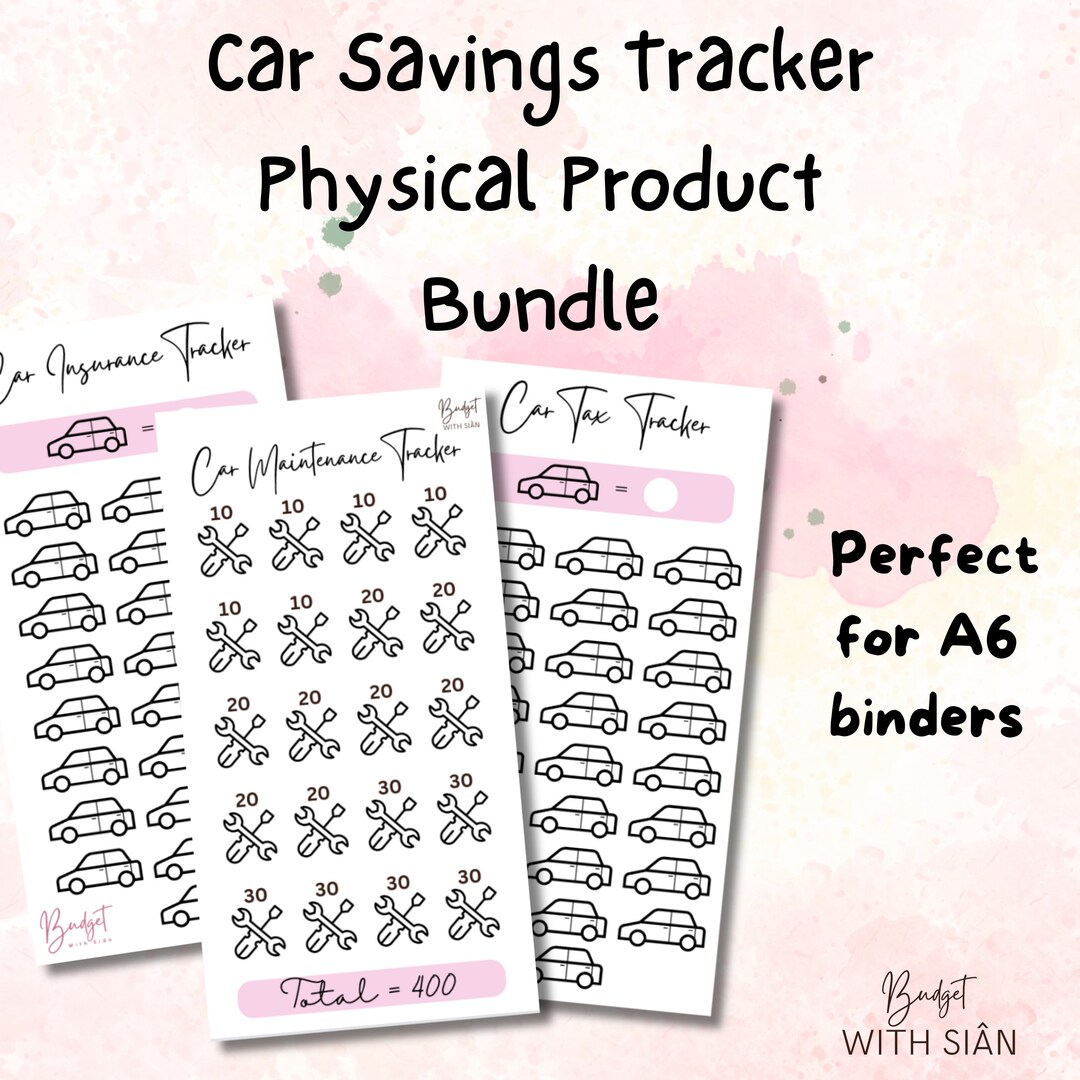 Laminated Car Savings Tracker Bundle, Savings Tracker, Savings ...