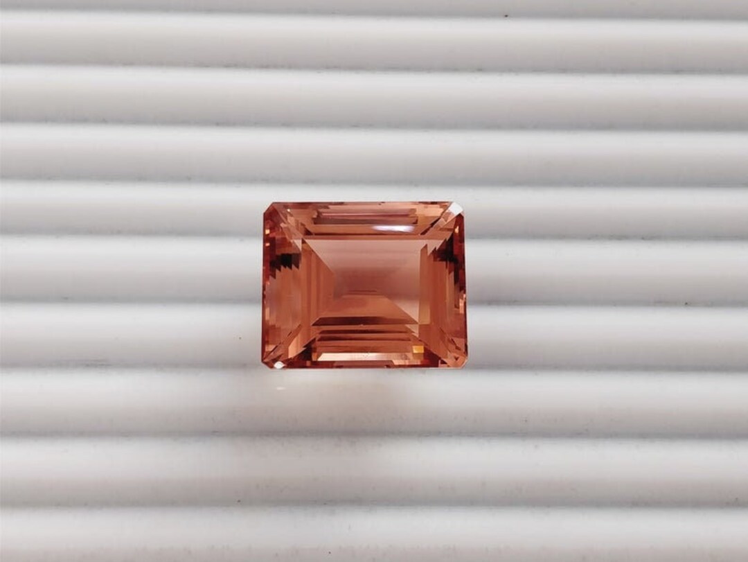 Natural Peach Morganite Gemstone Regular Emerald Cut Octo Cushion Shape ...