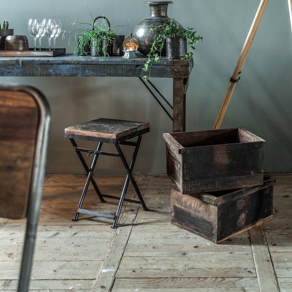 Rustic Wooden Side Table or Stool Folding Stool Sitting | Etsy