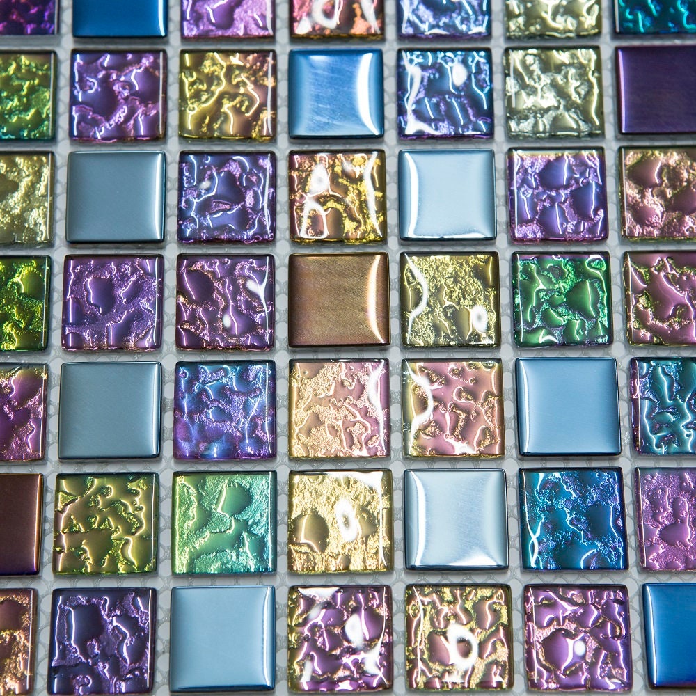 Iridescent Mix Glass Square Mosaic Tiles for Walls and Floors - Etsy