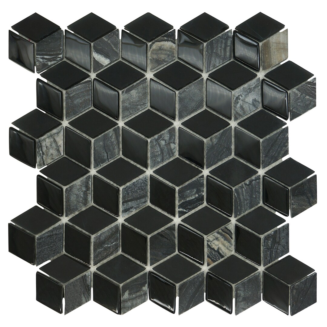 3D Black Glass Square Mosaic Tiles Sheet for Walls and Floors - Etsy