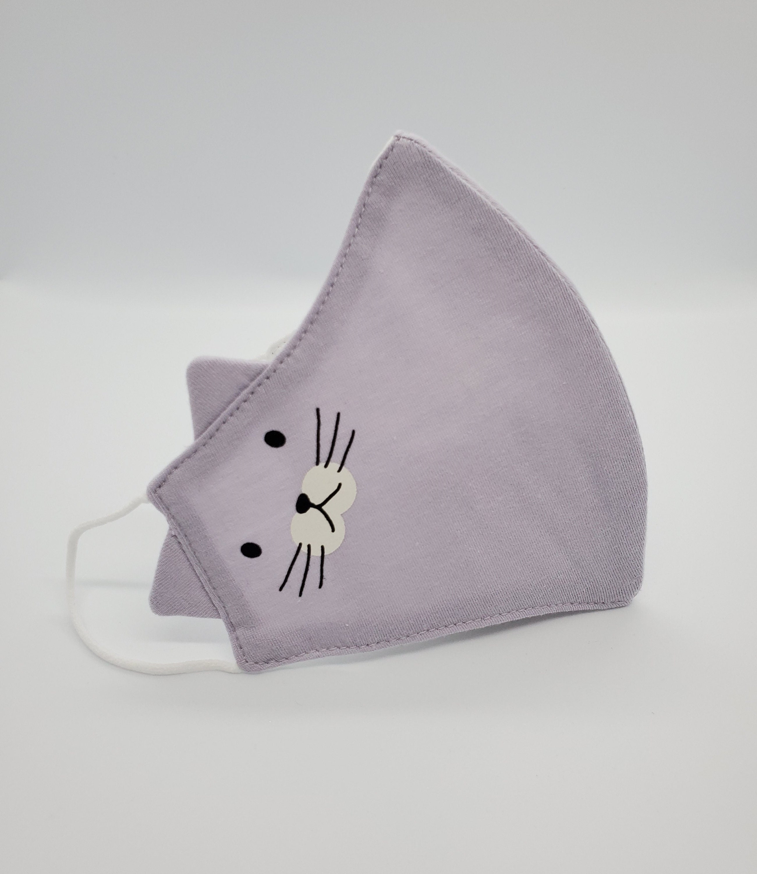 Cute Unique Kitty Cat Cotton Face Mask With Filter Pocket, 3-layers ...