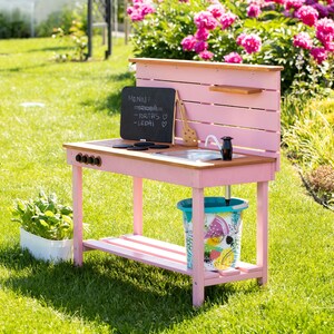 Outdoor Mud Kitchen With Running Water Sink, Durable Play Kitchen Set ...