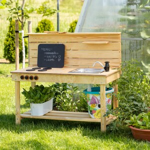 Outdoor Mud Kitchen With Running Water Sink, Durable Play Kitchen Set ...